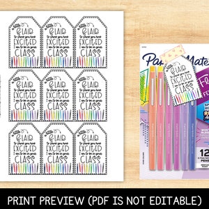 Teacher Flair Pen Gift Tag: Back to School Printable (PDF Download) - Etsy