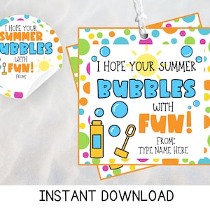 Printable End of the School Year Bubbles Gift Tag Hope Your - Etsy