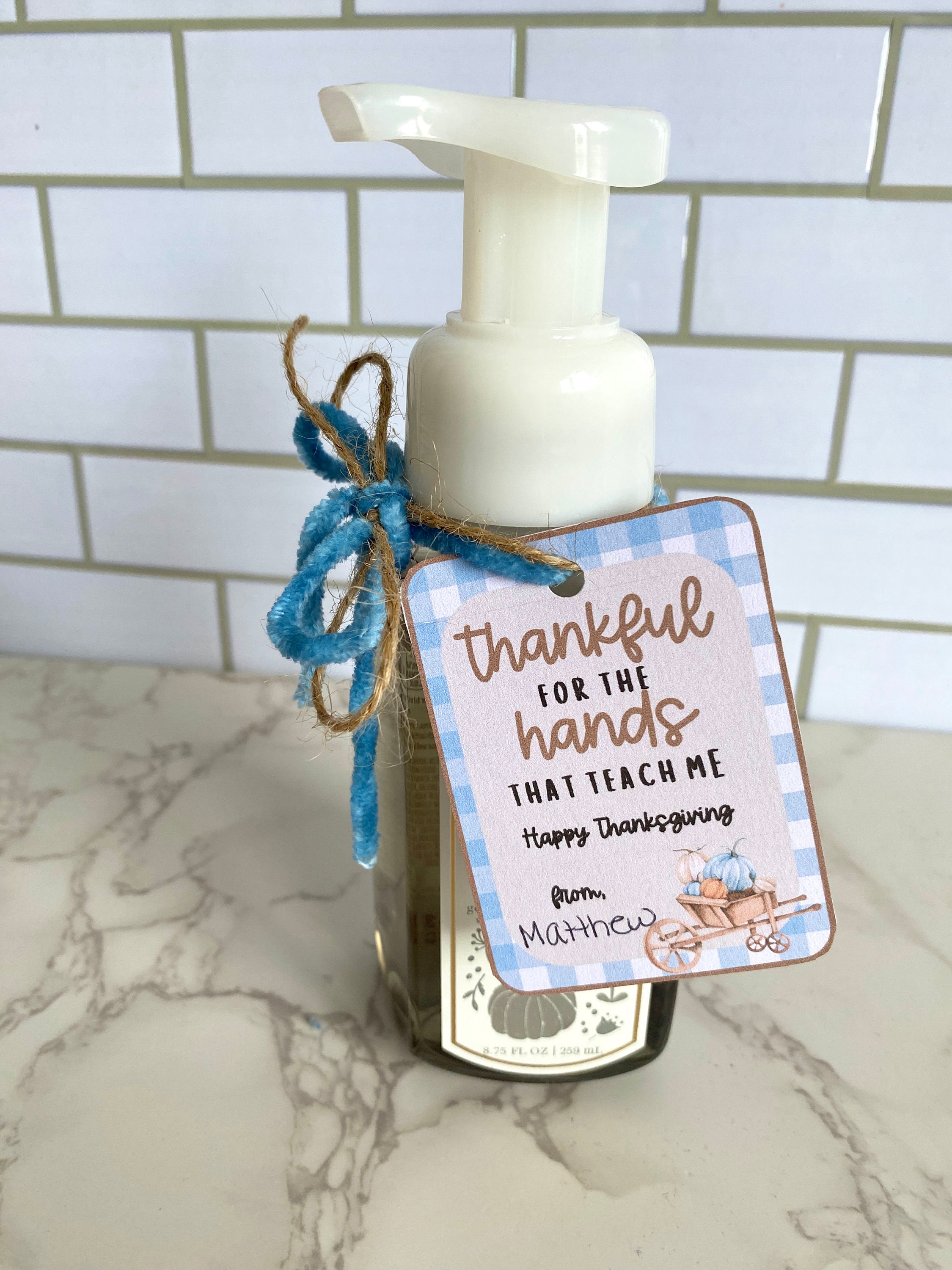 Printable Thanksgiving Teacher Pumpkin Gift Tag Thankful for - Etsy