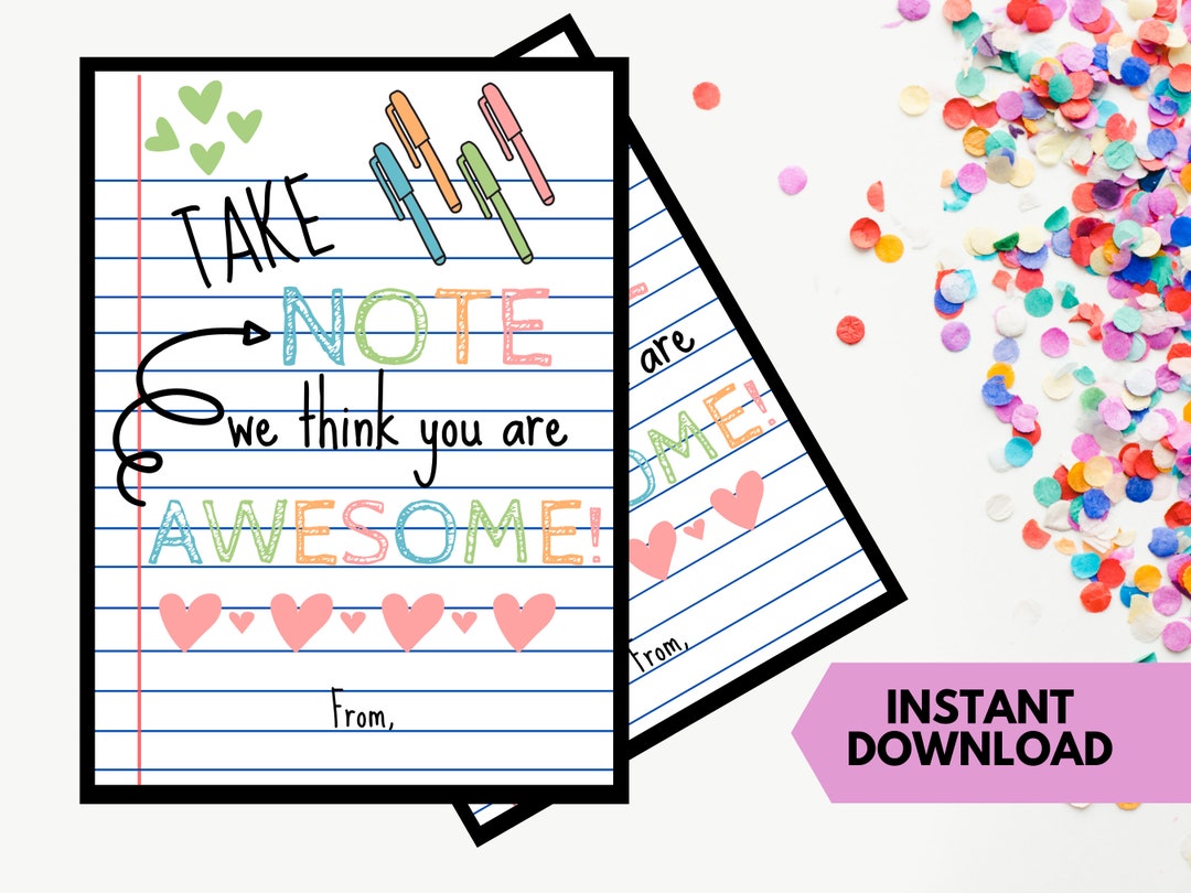 Printable Employee Teacher Appreciation Gift Tag Take Note - Etsy