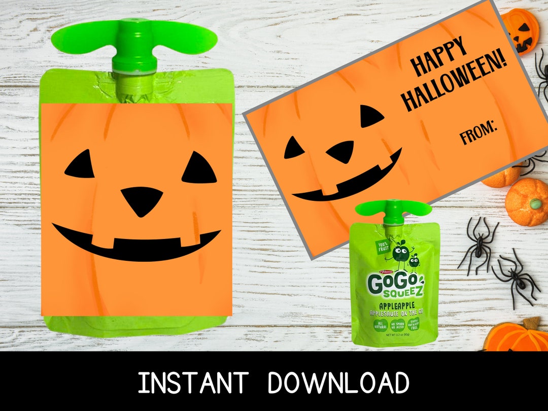 Printable Halloween Fruit Pouch Wrap: Pumpkin Design (instant Download ...