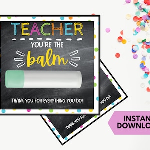 Printable Teacher Lip Balm Gift Tag Teacher Appreciation - Etsy