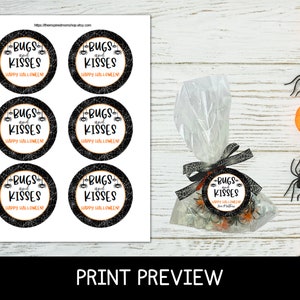 Printable Bugs and Kisses Halloween Tag: Spider Party Favor (instant ...