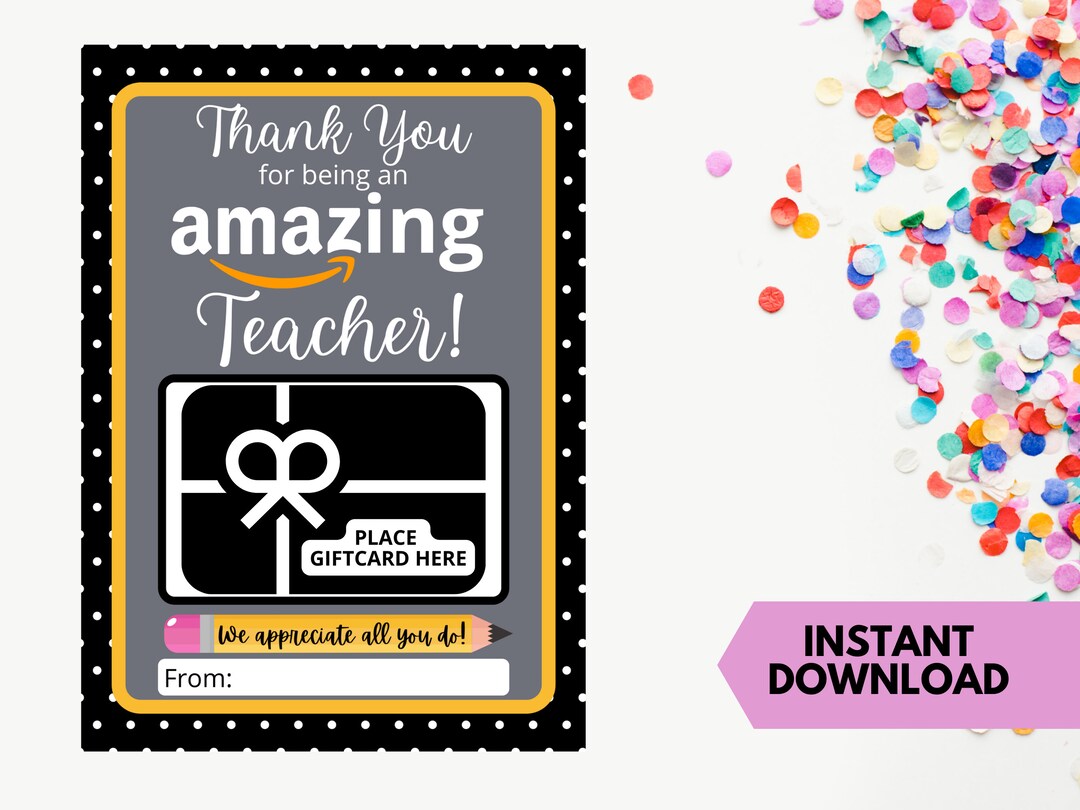 Printable Amazon Gift Card Holder for End of School Year Gift, Thank ...