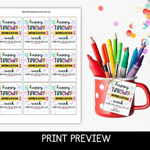Teacher Appreciation Week Gift Tag, Printable Gift Tag for Teachers ...