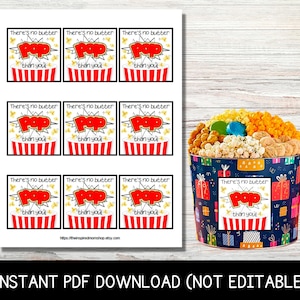 Printable Father's Day Pop Tags, No Butter Pop Than You, Popcorn Gift ...