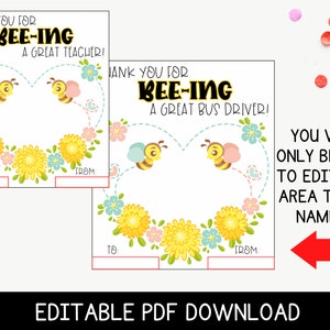 Printable Teacher Appreciation Lip Balm Card, Thank You for Bee-ing a ...
