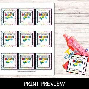 Printable End of the School Year Water Gun Gift Tag, Student, Class ...