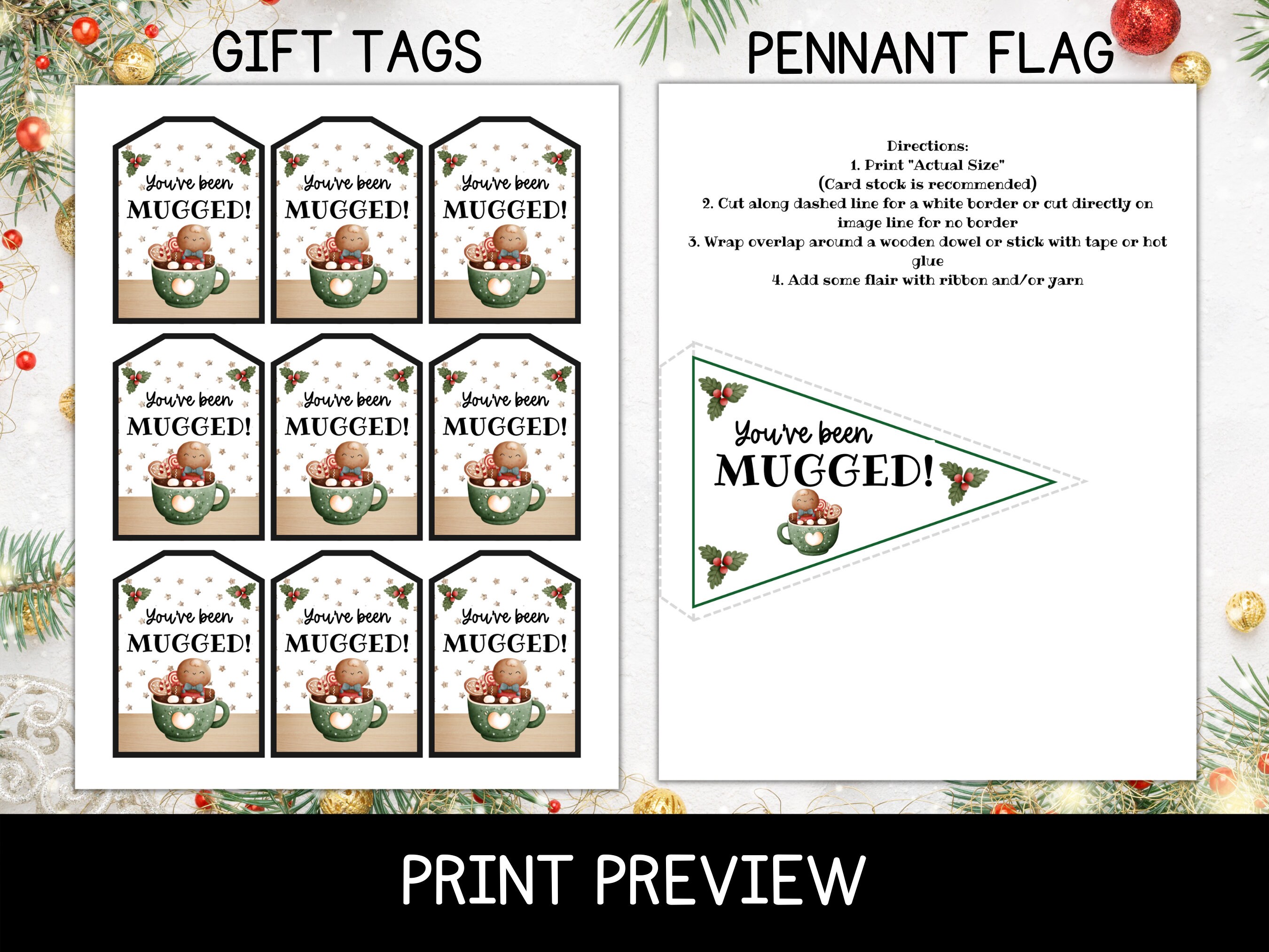 You've Been Mugged Christmas Kit: Printable Gift Tags (instant Download ...