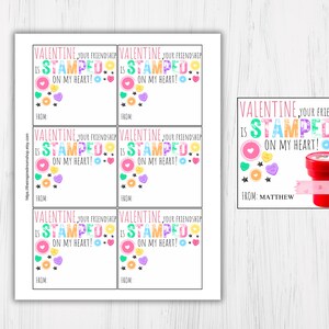 Printable Ink Stamper Valentine, Friendship Stamped on My Heart ...