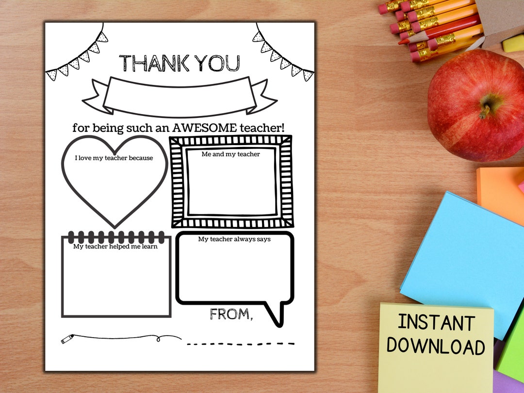 Teacher Appreciation Printable: All About My Teacher, Student Letter ...
