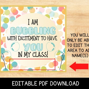 Printable Bubbles Gift Tag for Back to School, First Day of School ...