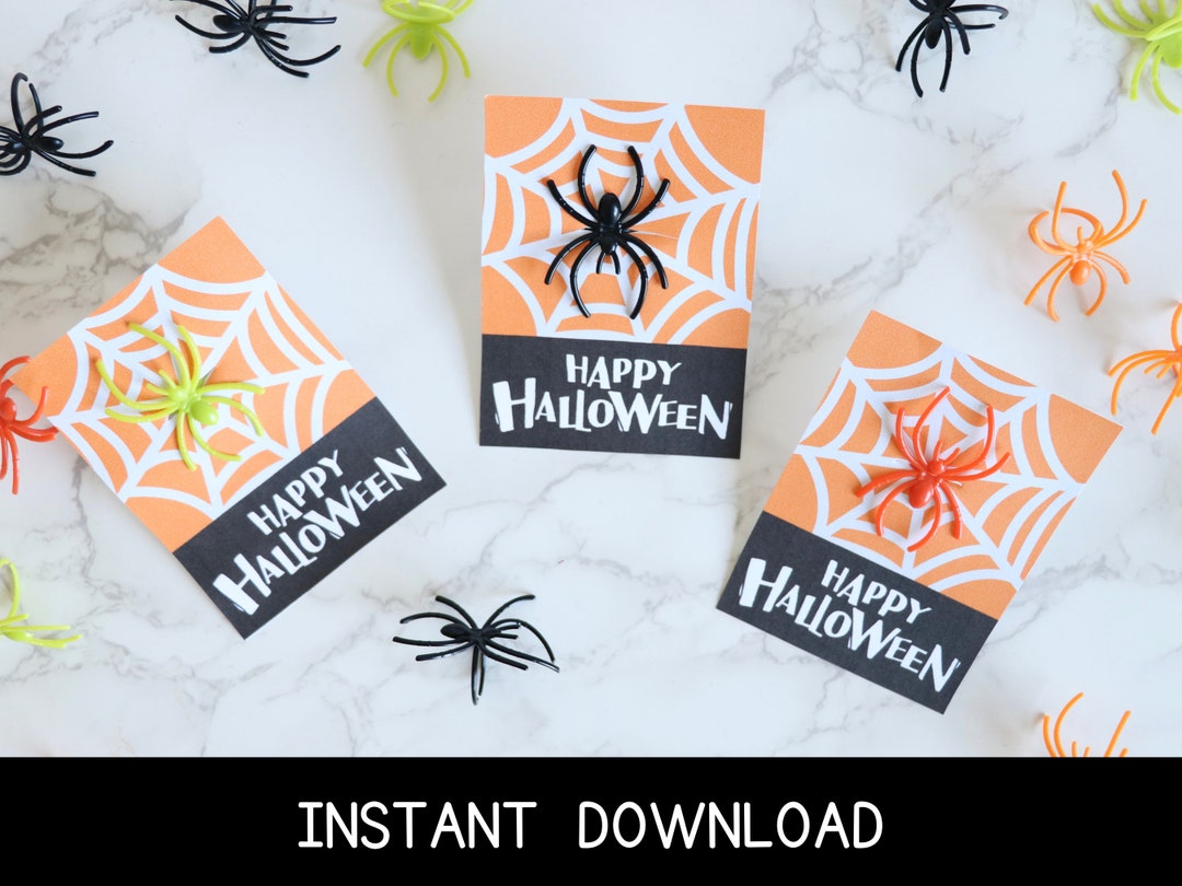 Printable Halloween Spider Ring Tags: Classroom Treat (instant Download ...