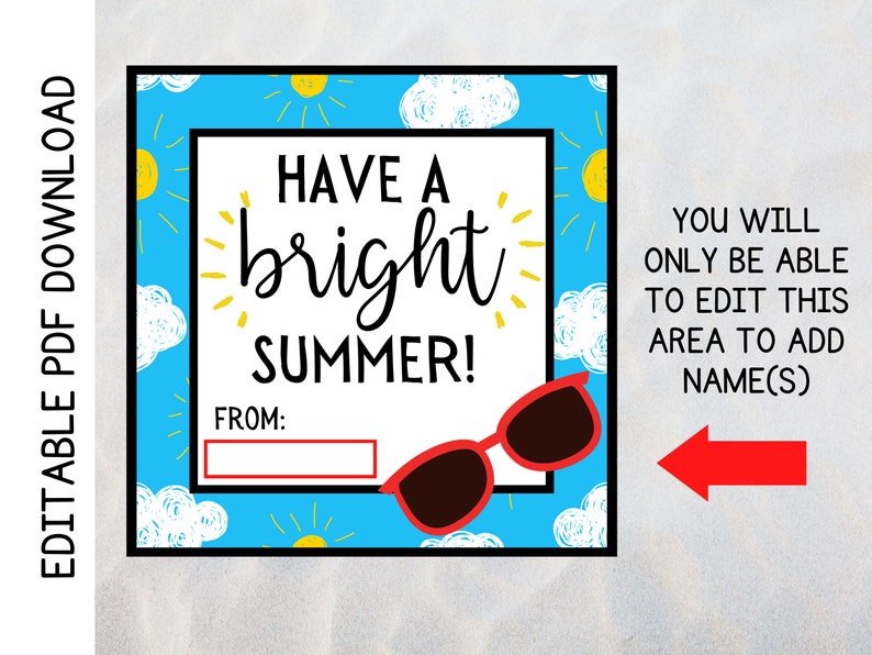 Printable End of the School Year Sunglasses Gift Tag Student - Etsy