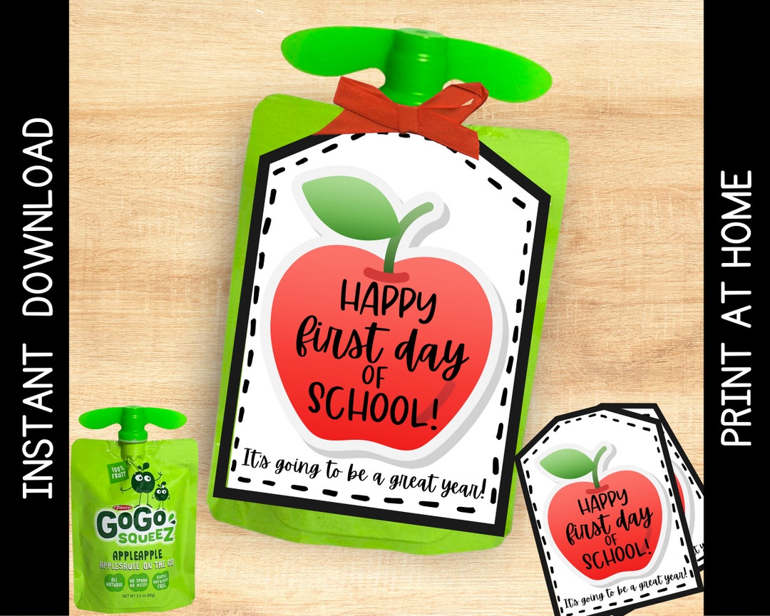 Printable Back to School Apple Gift Tag, First Day of School, Back to ...