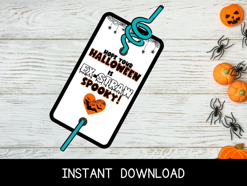Printable Halloween Crazy Straw Tags: Spooky Classroom Gift (PDF ...