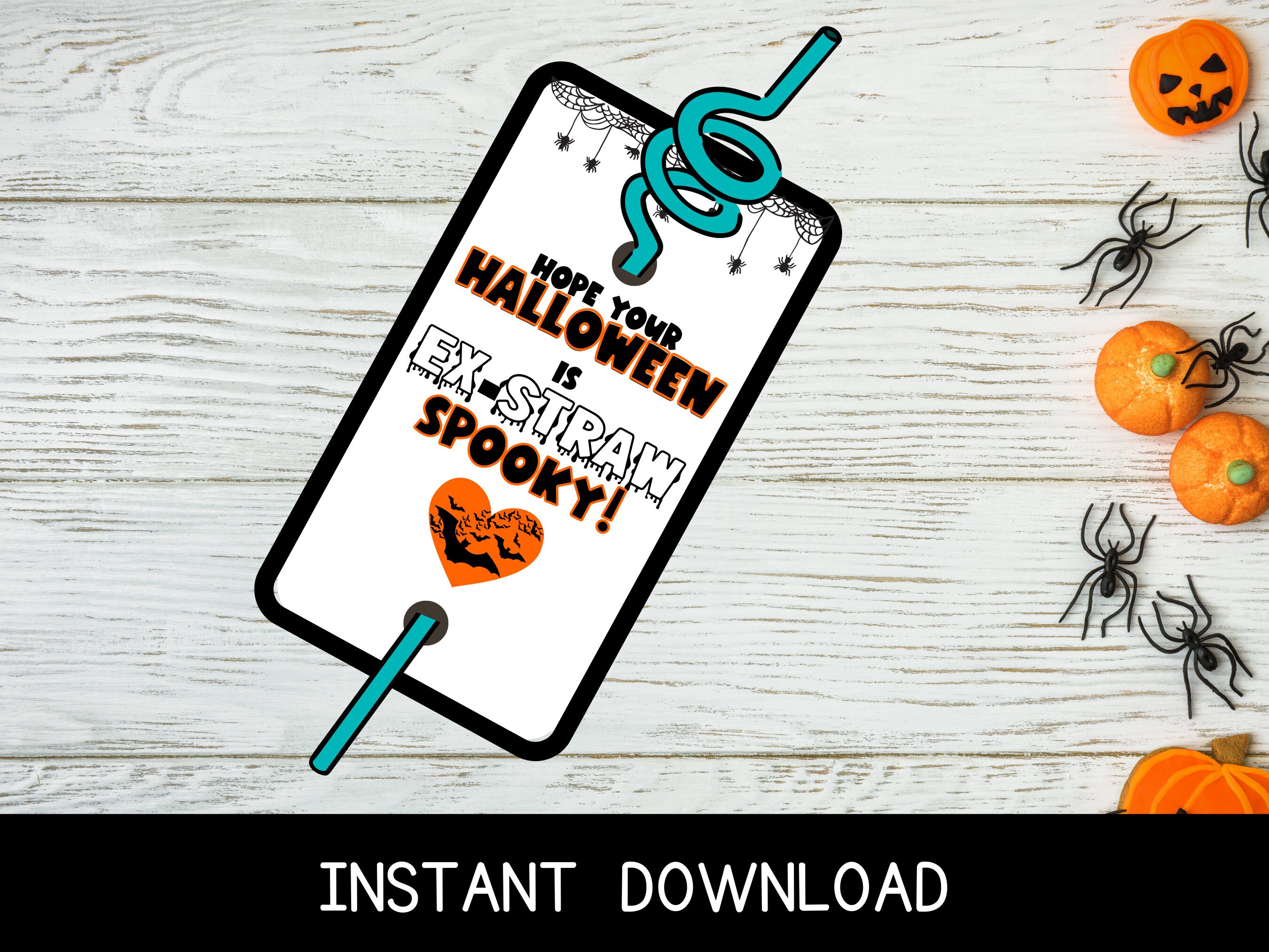Printable Halloween Crazy Straw Tags: Spooky Classroom Gift (PDF ...