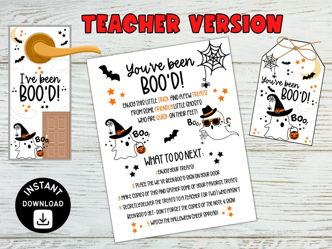 TEACHER You've Been Boo'd Printable Kit, You've Been Booed Door Hanger ...