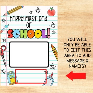 Printable Teacher Gift Card Holder, First Day of School (editable PDF ...