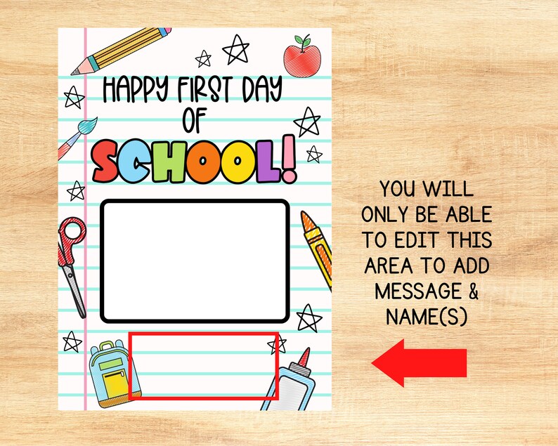 Printable Teacher Gift Card Holder, First Day of School (editable PDF ...