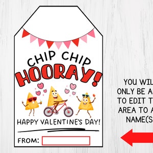 Printable Valentine's Day Chip Tag for Class Valentines, Kids ...