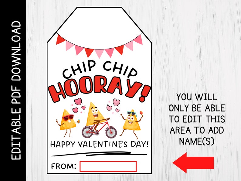 Printable Valentine's Day Chip Tag for Class Valentines - Etsy