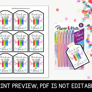 Printable Teacher Appreciation Pen Gift Tag, Teacher Appreciation Gift ...