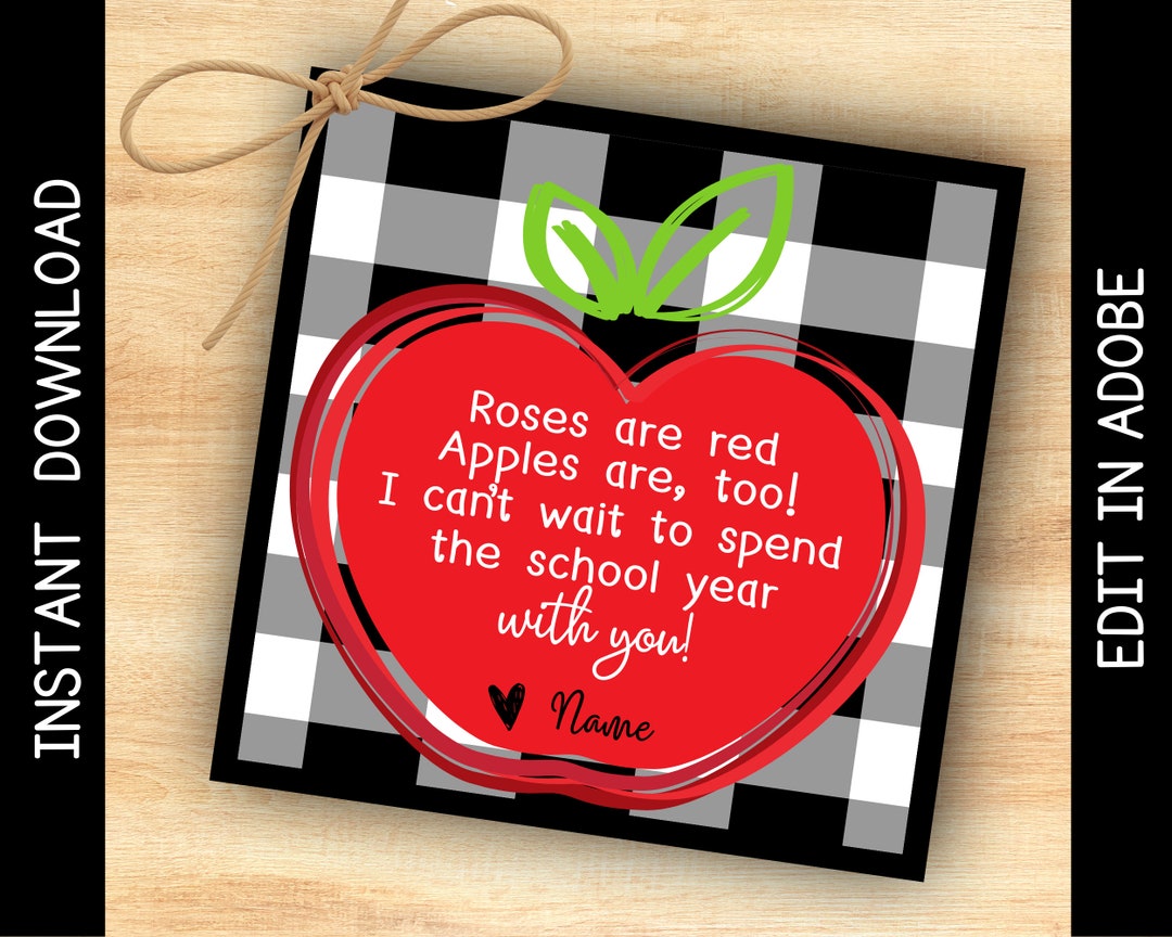 Apple Poem Gift Tag: Back to School Teacher/student Gift (instant ...