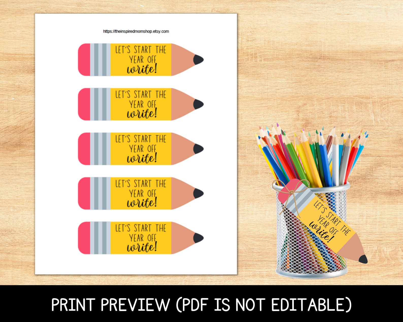 Printable Pencil Gift Tag: Back to School Staff Gift (instant Download ...