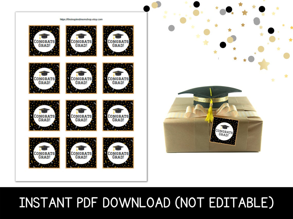 Printable Graduation Gift Tags Congrats Grad High School - Etsy
