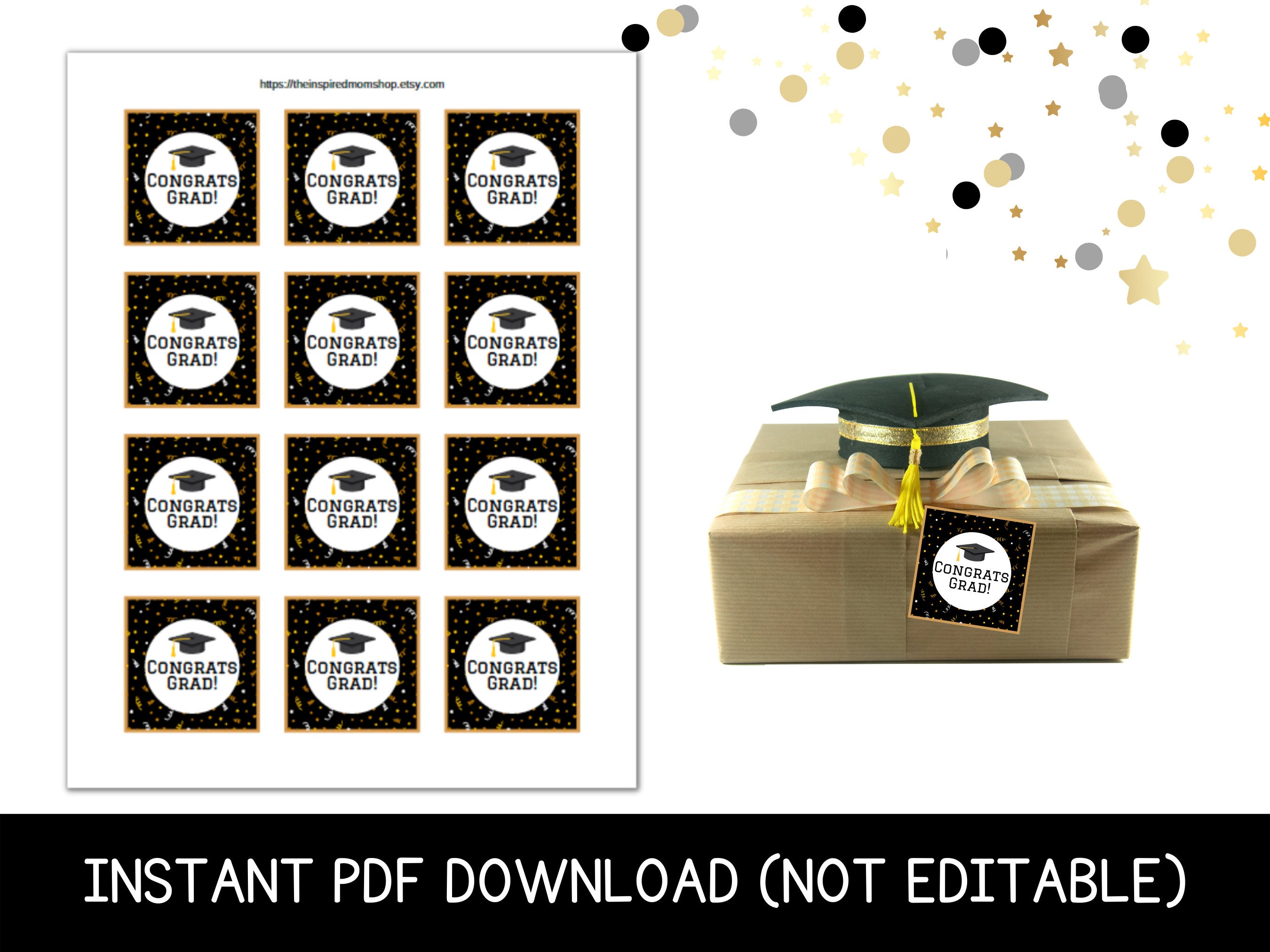 Printable Graduation Gift Tags Congrats Grad High School - Etsy