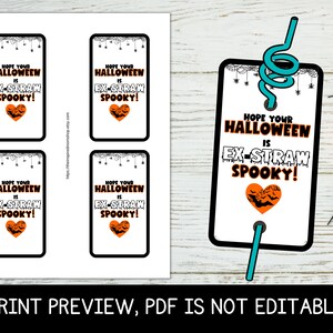 Printable Halloween Crazy Straw Tags: Spooky Classroom Gift (PDF ...