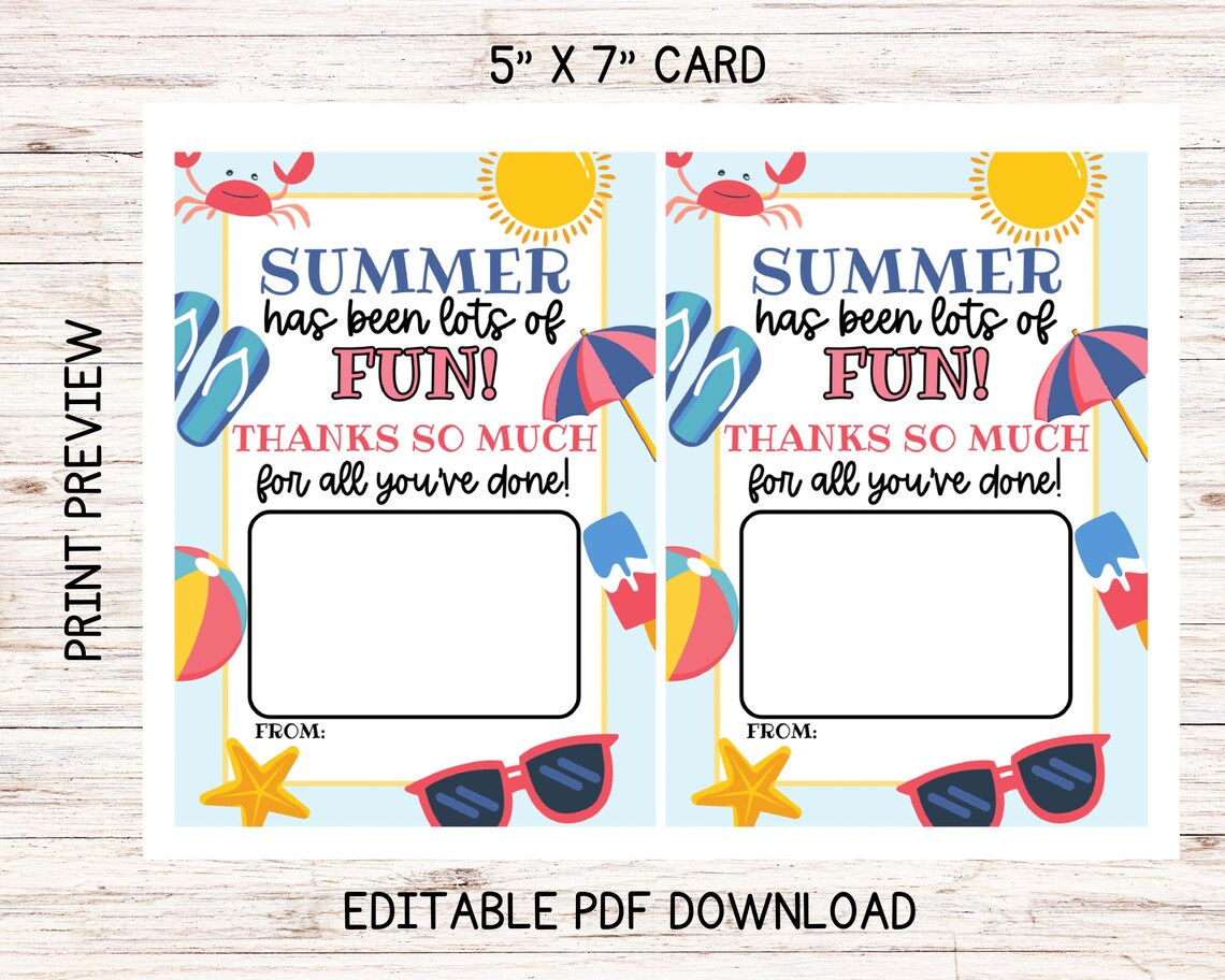 Camp Counselor Thank You Gift Card Holder: Editable PDF Download - Etsy