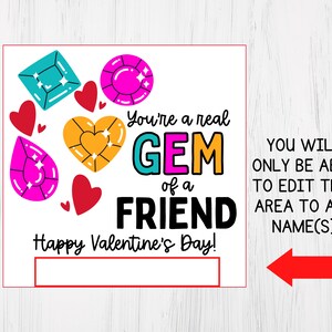 Ring Pop Valentine Tag: Gem Friend Printable (instant Download) - Etsy