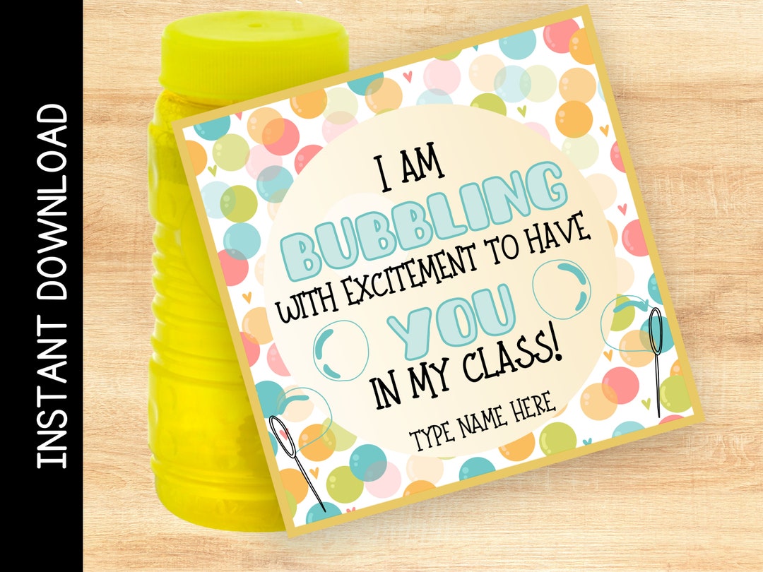 Printable Bubbles Gift Tag for Back to School, First Day of School ...