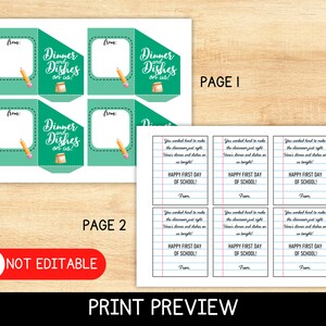 Teacher Dinner Gift Tag Printable: Back to School, First Day (instant ...