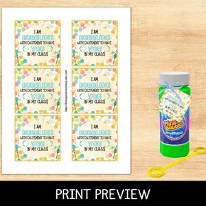 Printable Bubbles Gift Tag for Back to School, First Day of School ...
