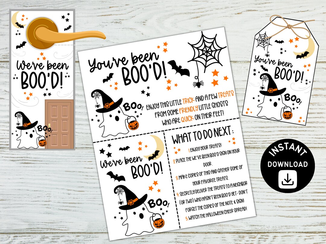 You've Been Booed Halloween Kit: Printable Door Hanger, Gift Tags ...