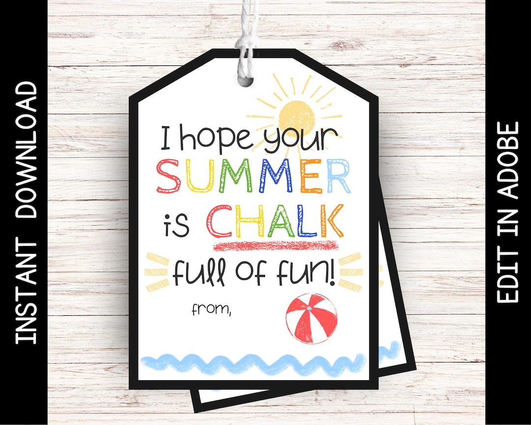 End of Year Chalk Gift Tag: Summer Fun Printable (digital Download) - Etsy
