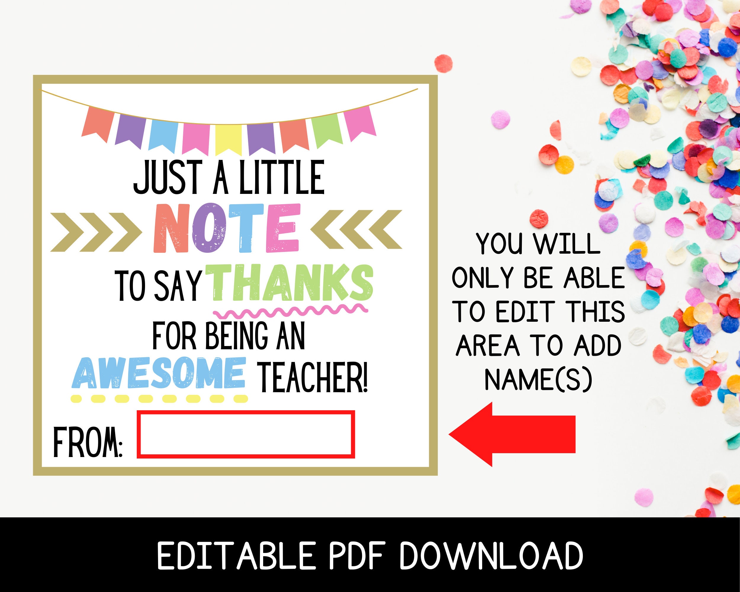 Printable Teacher Appreciation Sticky Note Gift Tag (editable PDF) - Etsy