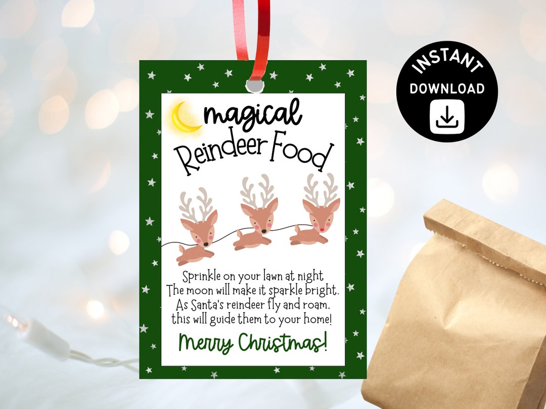Printable Magical Reindeer Food Instruction Tag, Reindeer Food Tag ...