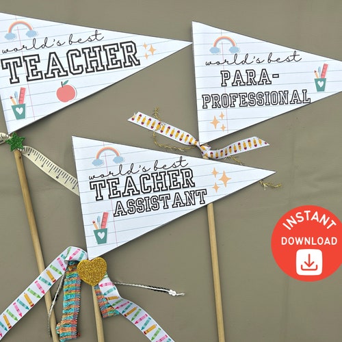 Teacher Appreciation Printable Pennant Flags Teacher Gift - Etsy