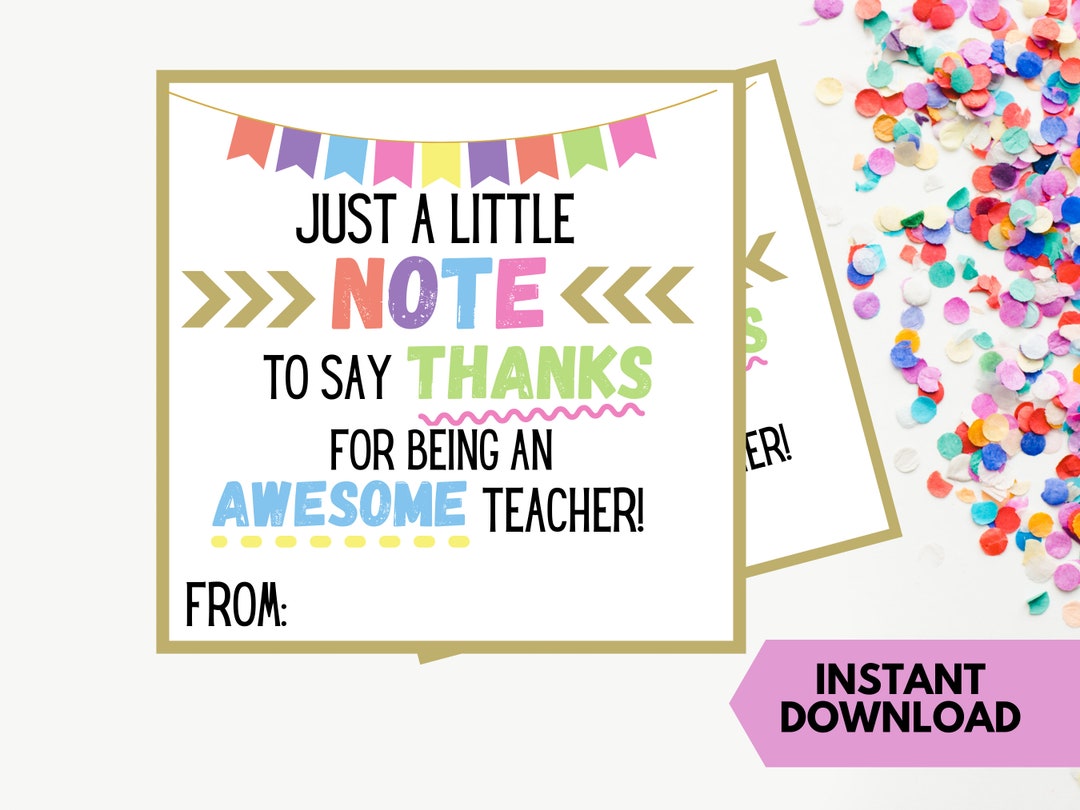 Printable Teacher Appreciation Sticky Notes Gift Tag, Teacher Gift ...