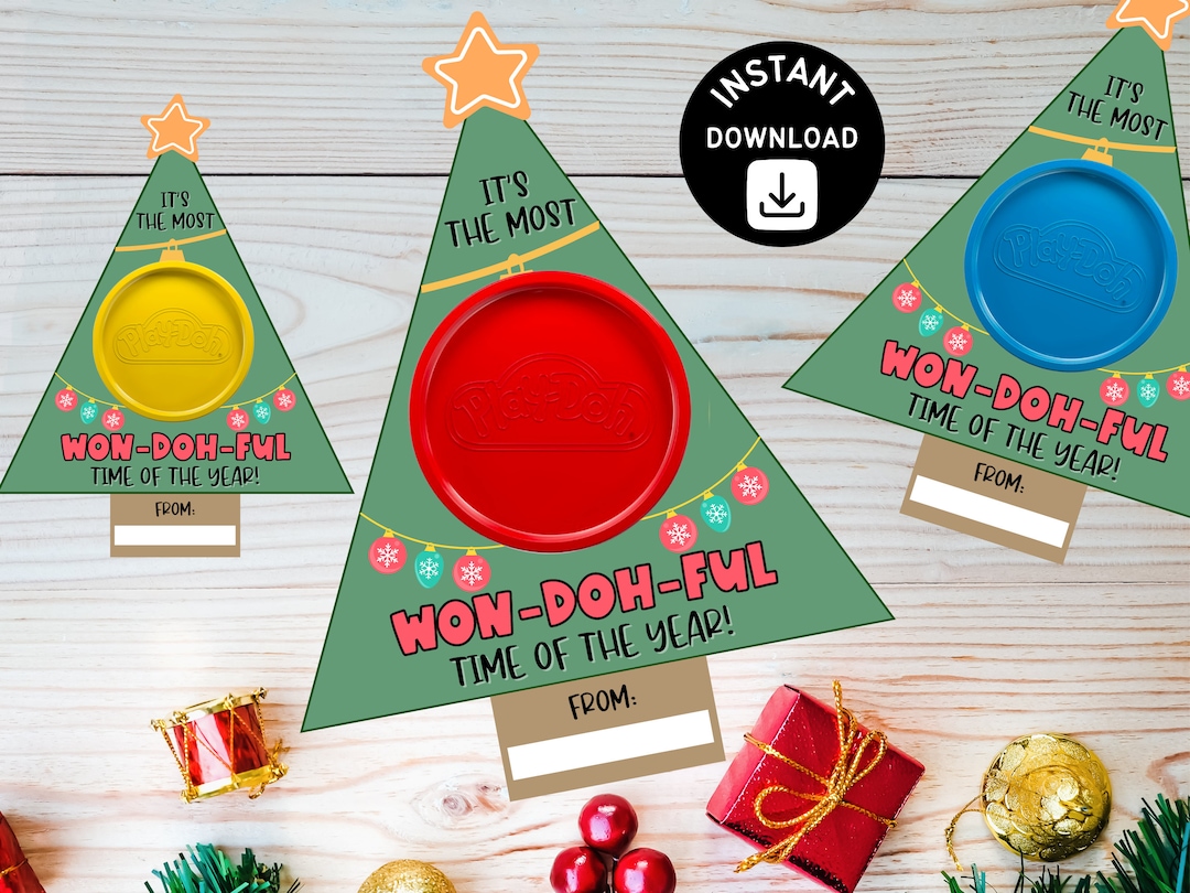 Printable Christmas Tree Play-doh Gift Tag for Kids, the Most WON-DOH ...