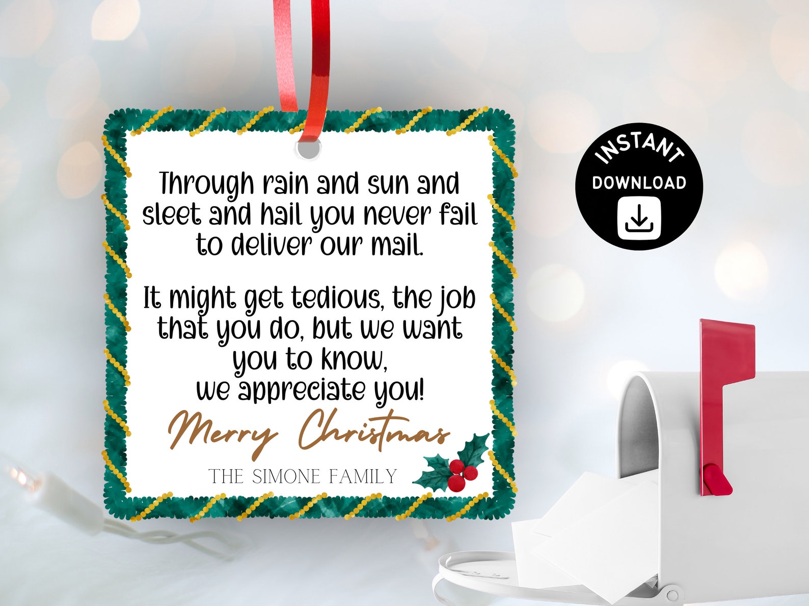 Printable Mailman Christmas Gift Tag Merry Christmas Delivery - Etsy