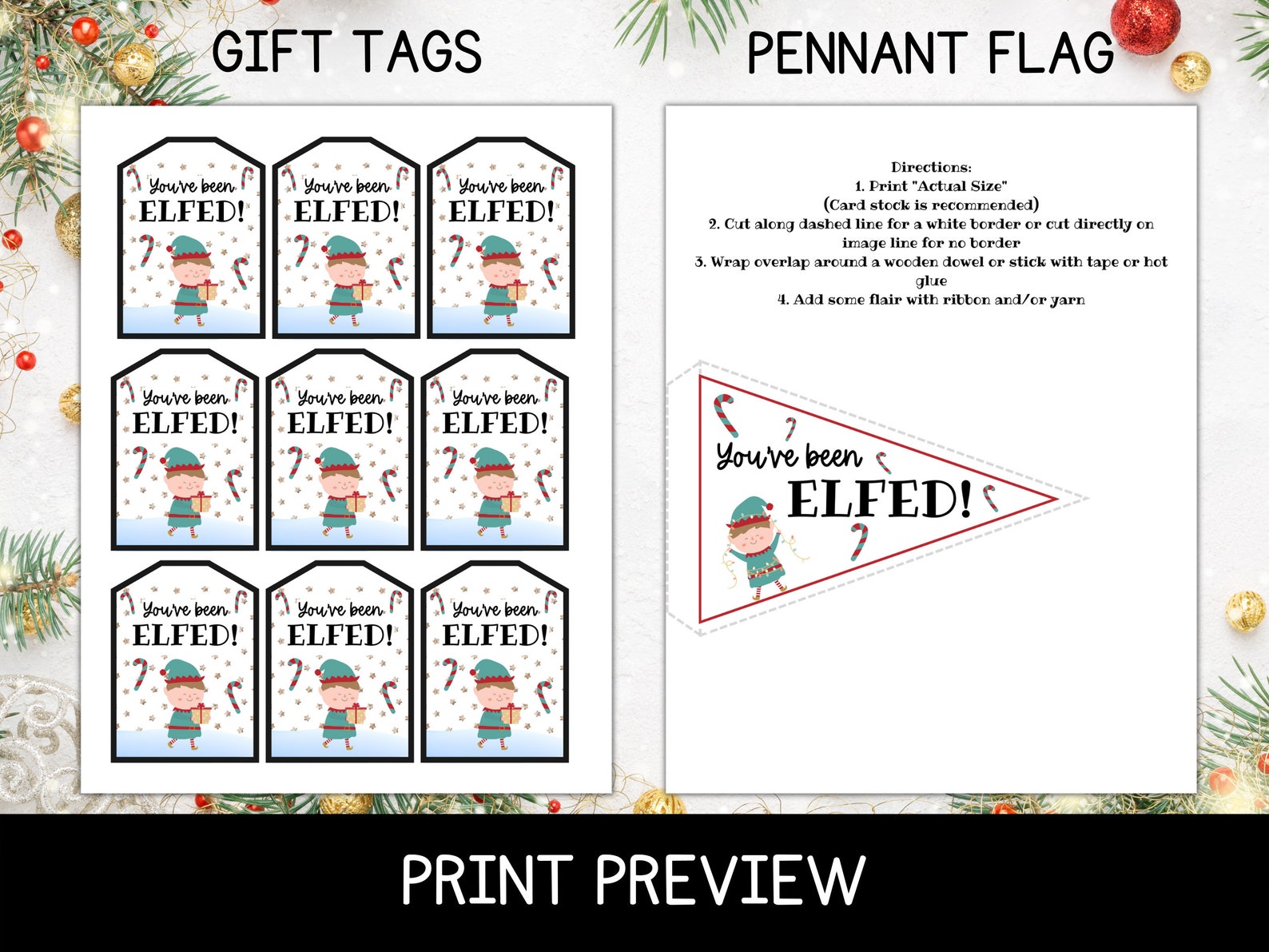 You've Been Elfed Printable Christmas Kit: Door Hanger, Gift Tags ...