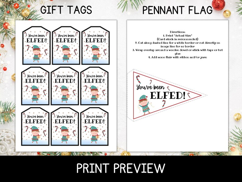 You've Been Elfed Printable Christmas Kit: Door Hanger, Gift Tags ...