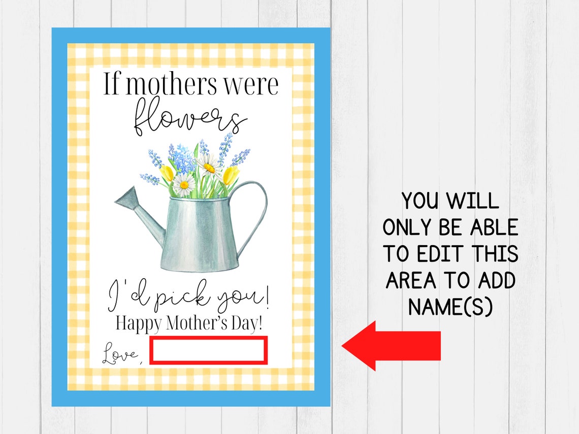 Mother's Day Flower Gift Tags: Printable Floral Bouquet Tag (instant ...