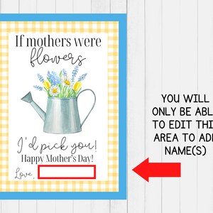 Mother's Day Flower Gift Tags: Printable Floral Bouquet Tag (instant ...