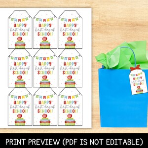 Printable Happy First Day of School Gift Tag, Back to School, First Day ...